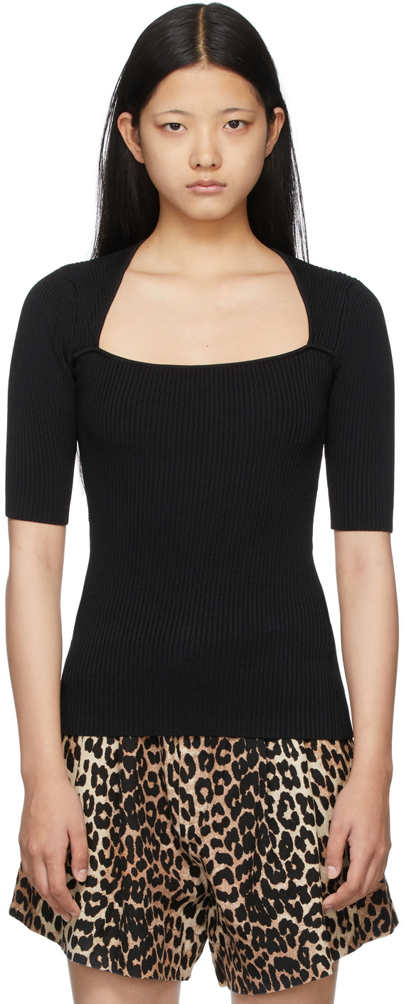 GANNI Black Melange Knit Sweater GANNI