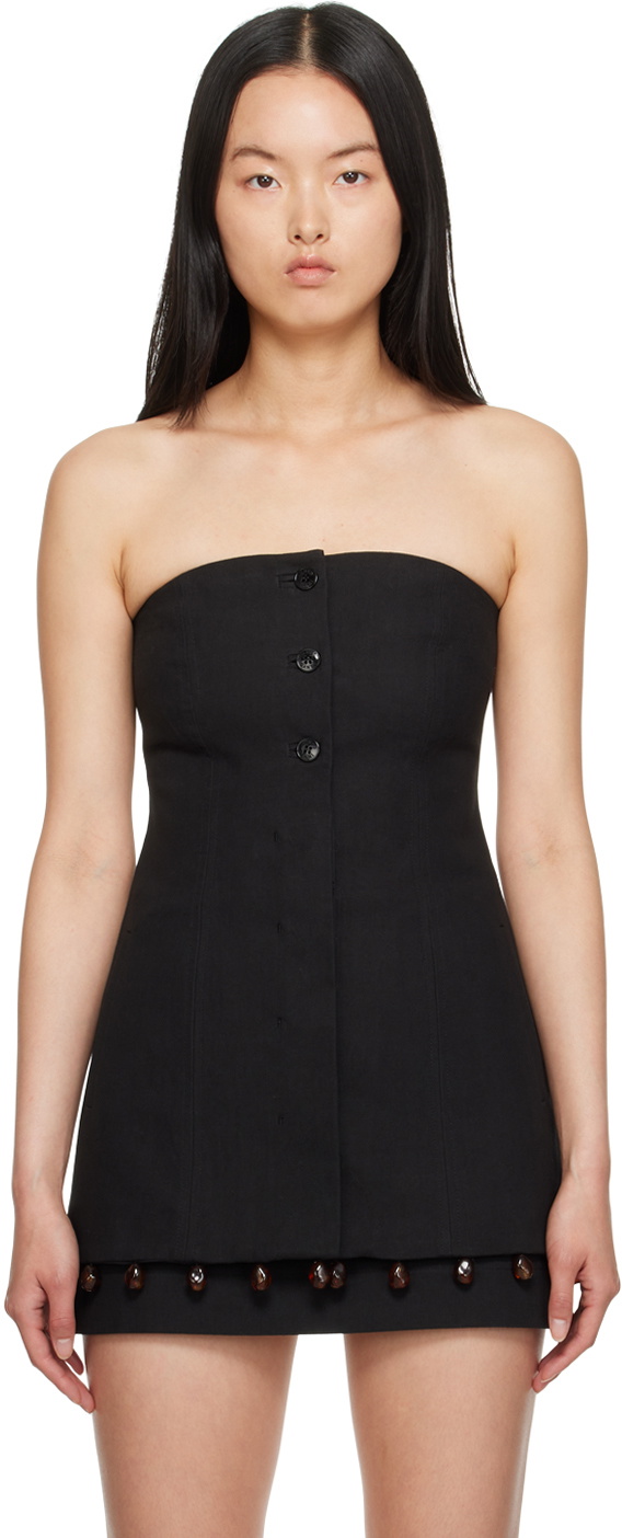 GANNI Black Beaded Tube Top GANNI