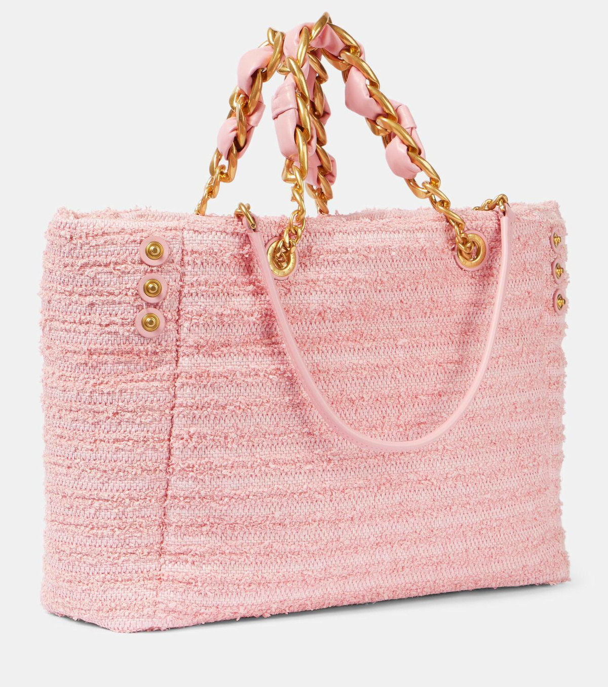 Balmain 1945 raffia leather-trimmed tote bag Balmain