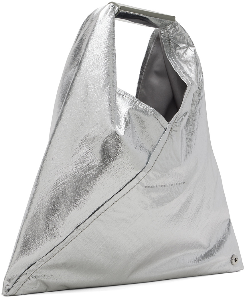 MM6 Maison Margiela Silver Mini Classic Triangle Tote MM6 Maison Margiela