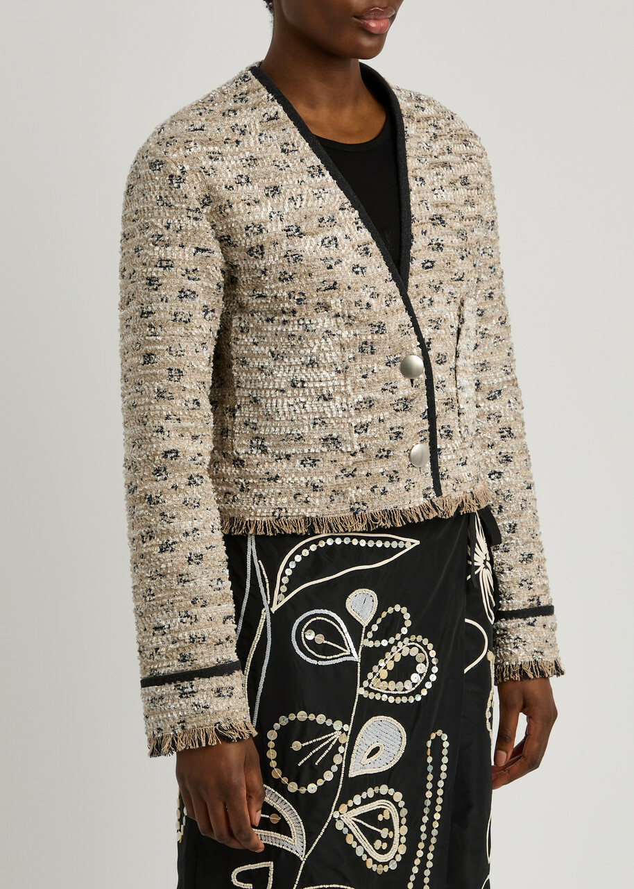 Forte_forte Metallic-weave Bouclé Tweed Jacket Beige Forte Forte