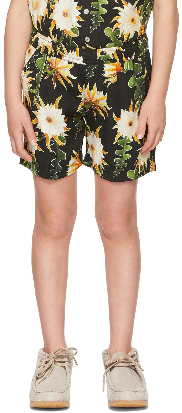 Endless Joy SSENSE Exclusive Kids Black Epiphyllum Shorts Endless Joy