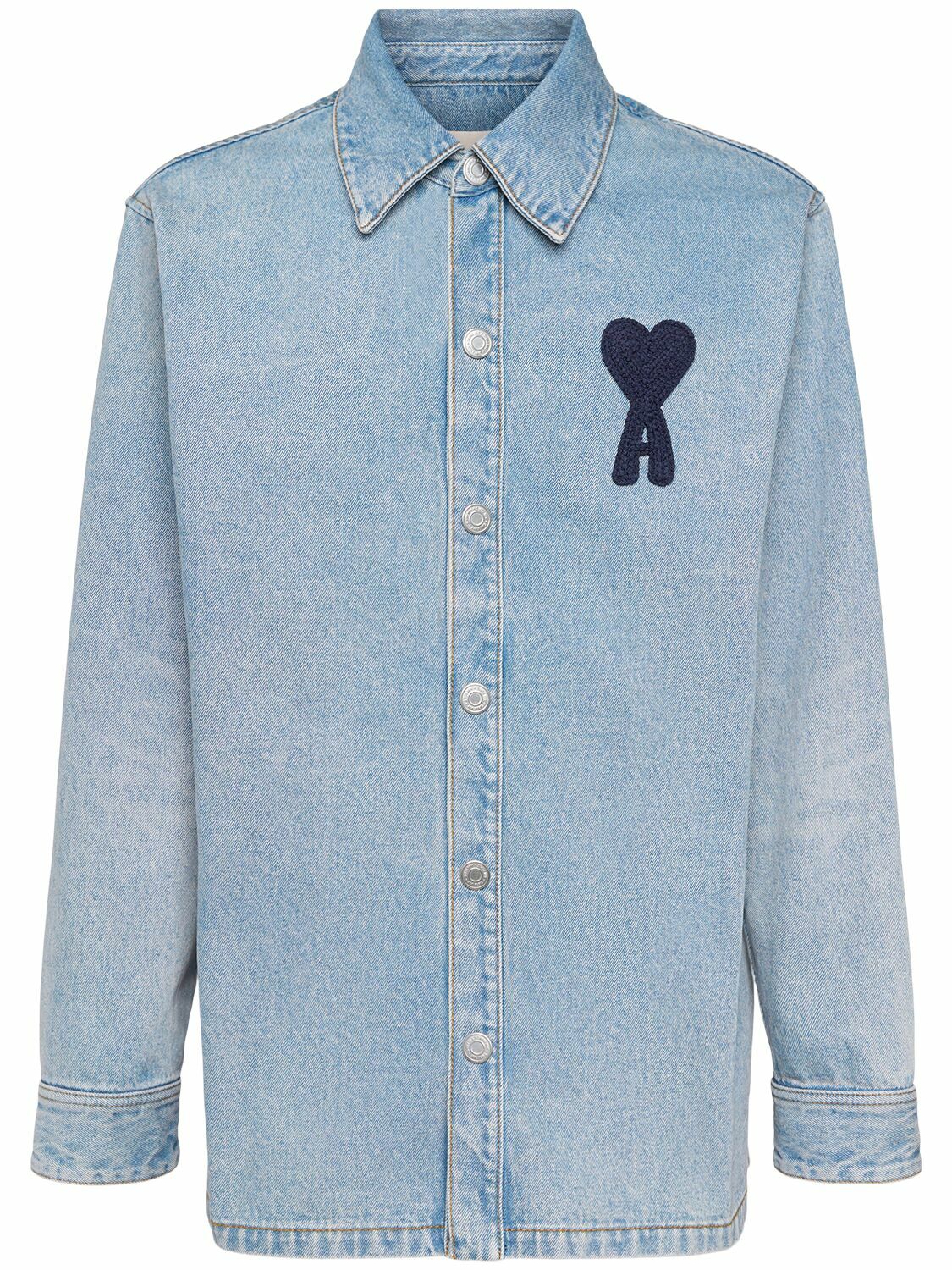 AMI PARIS Adc Logo Cotton Denim Overshirt AMI