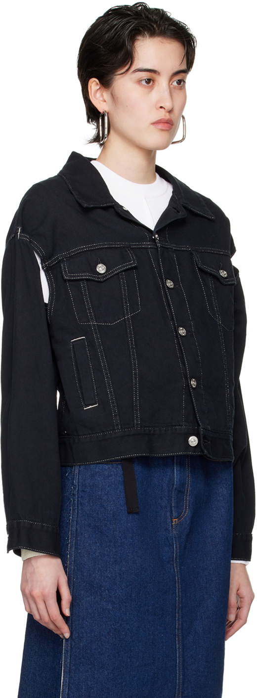 MM6 Maison Margiela Black Cutout Denim Jacket MM6 Maison Margiela