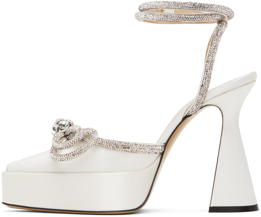 MACH & MACH White Double Bow Platform Heels MACH & MACH