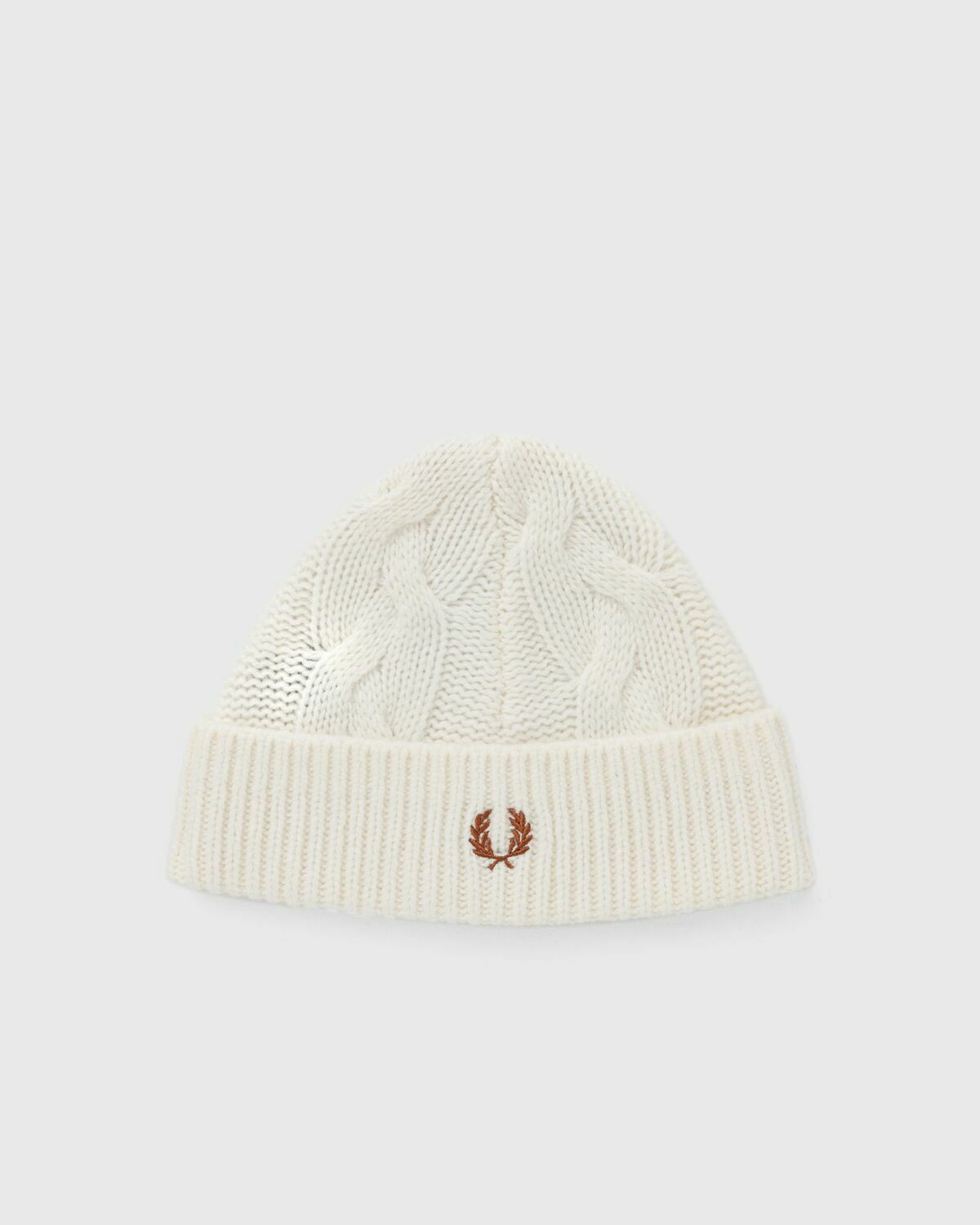 Fred Perry LAMBSWOOL CABLE BEANIE Beige Mens Beany Fred Perry