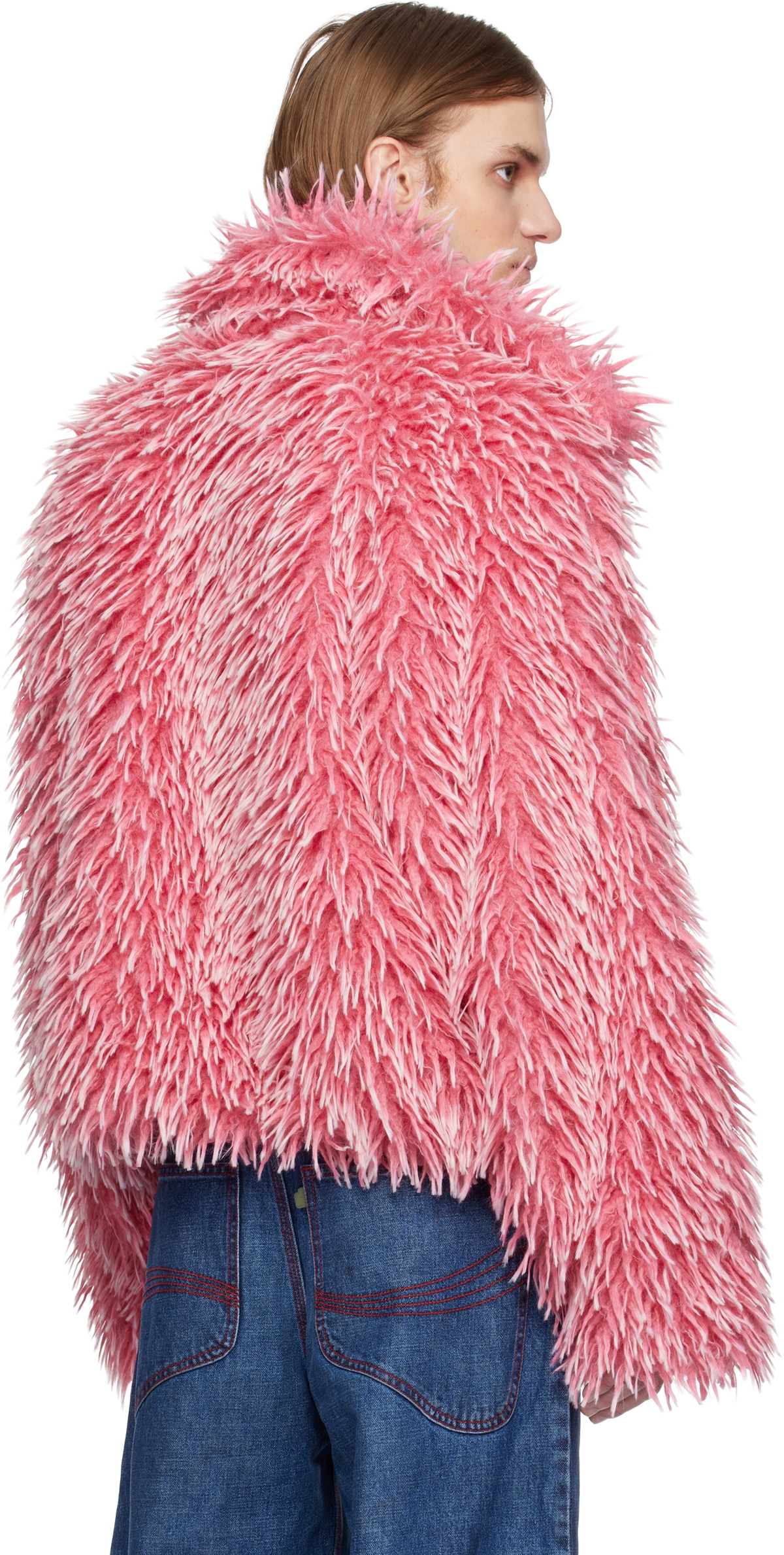 ERL Pink Faux-Fur Varsity Jacket ERL