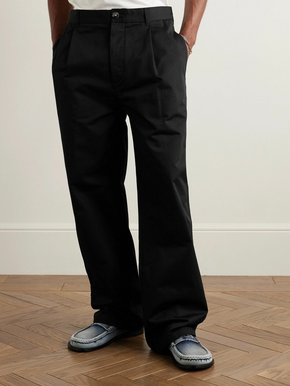 Marni - Straight-Leg Pleated Cotton-Gabardine Trousers - Black Marni