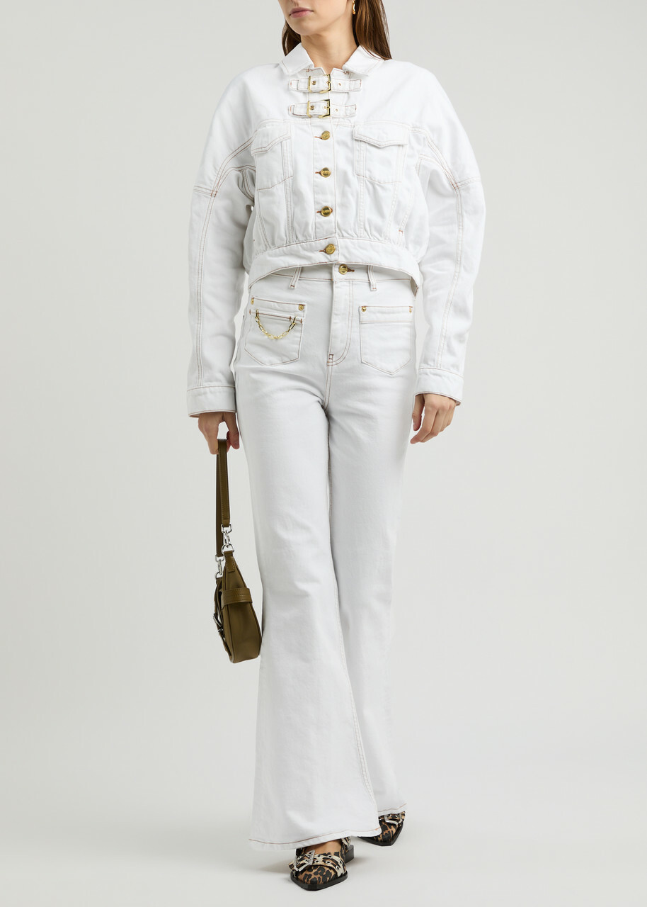 Ganni Contrast-stitch Denim Jacket White GANNI