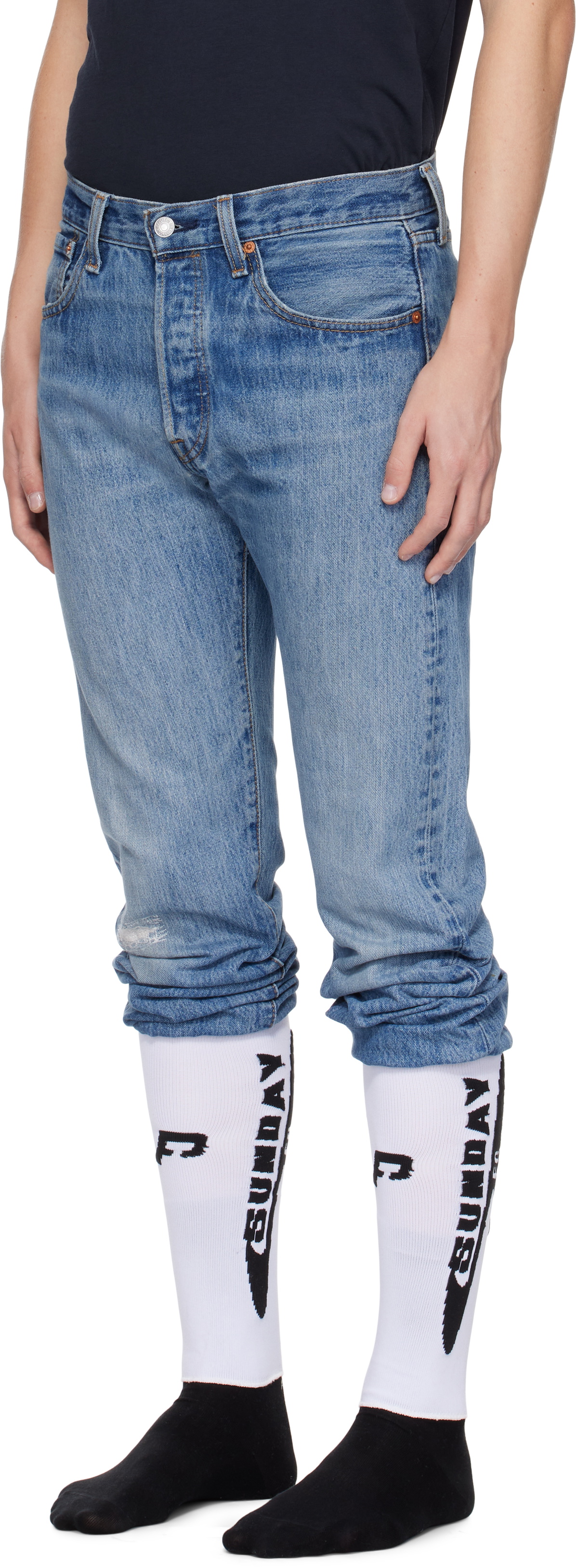 Prototypes Blue & White Sock Stirrup Jeans PROTOTYPES