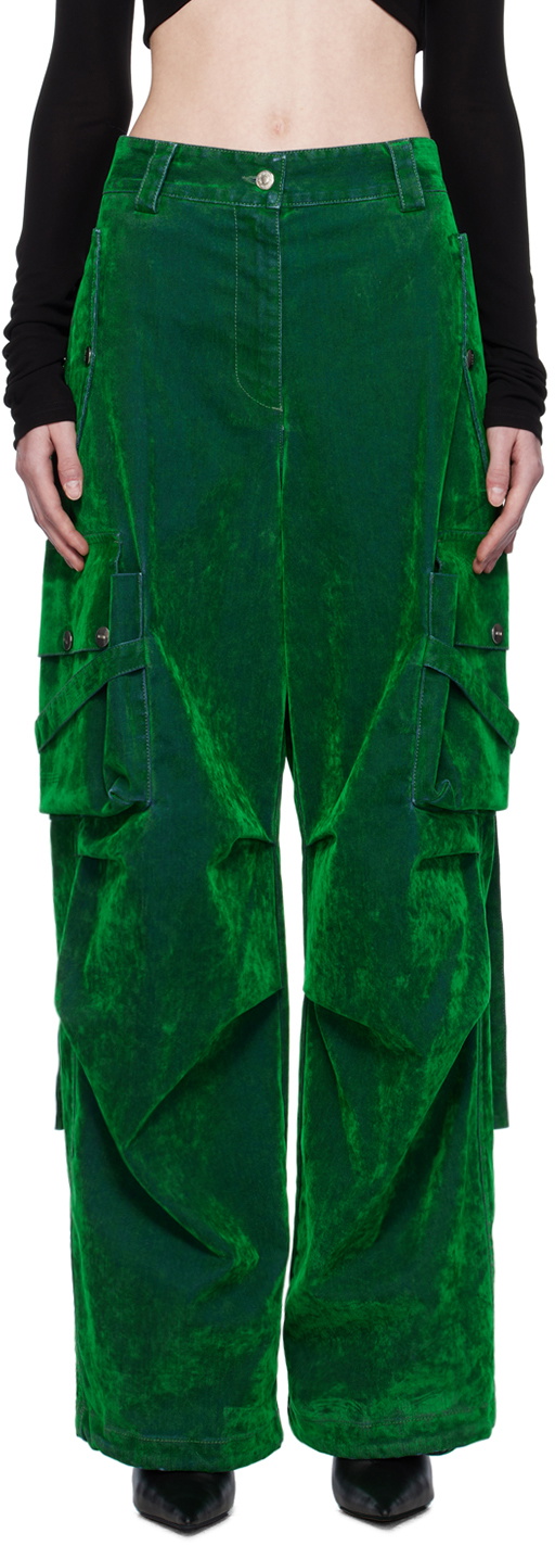 MSGM Green Flocked Jeans MSGM
