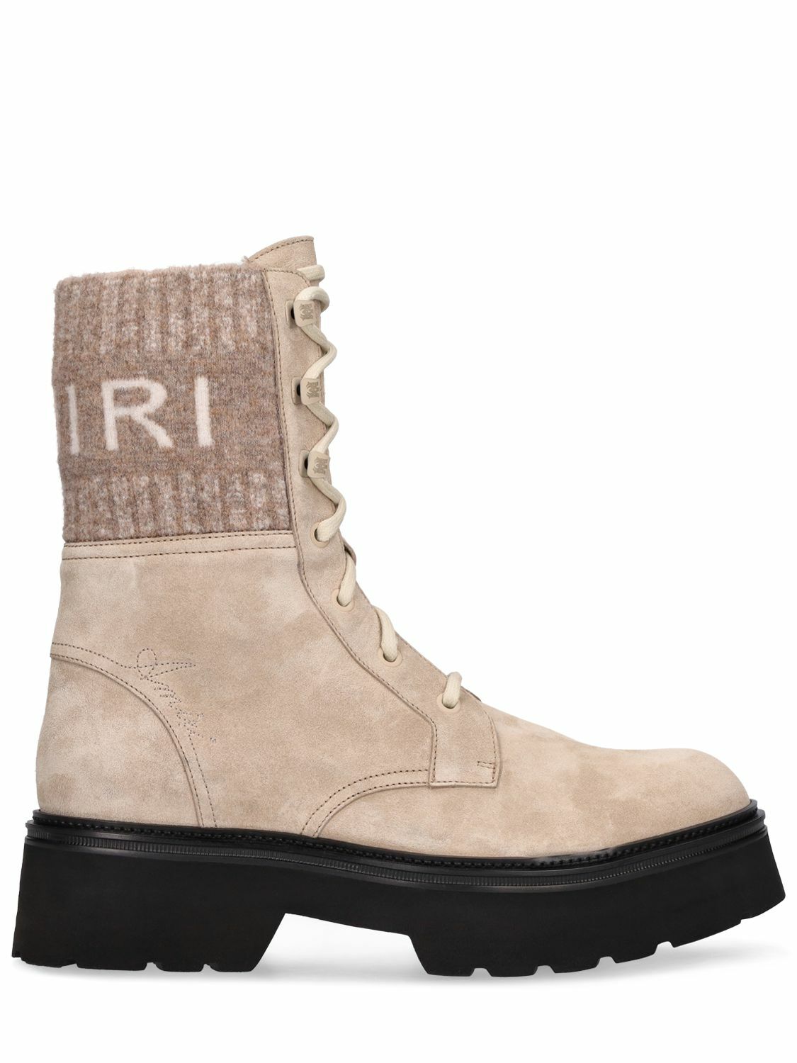 AMIRI - 30mm Logo Knit Collar Combat Boots Amiri