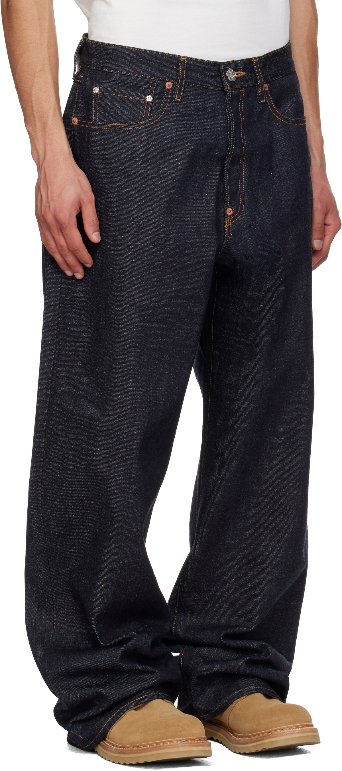 Kenzo Indigo Turn Up Wide Fit Jeans Kenzo
