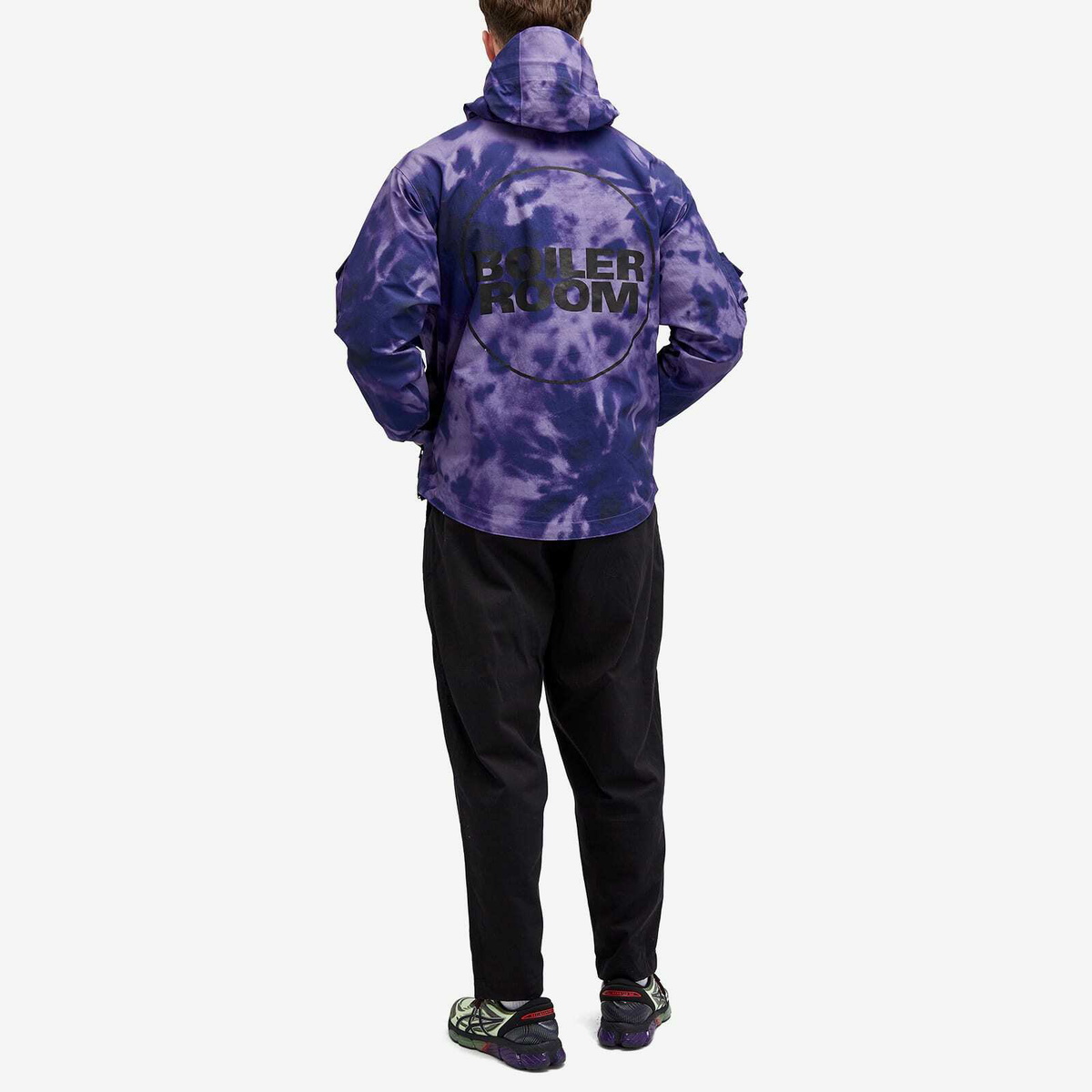 Boiler Room Men's Tie Dye Shell Jacket in Purple Dye Boiler Room