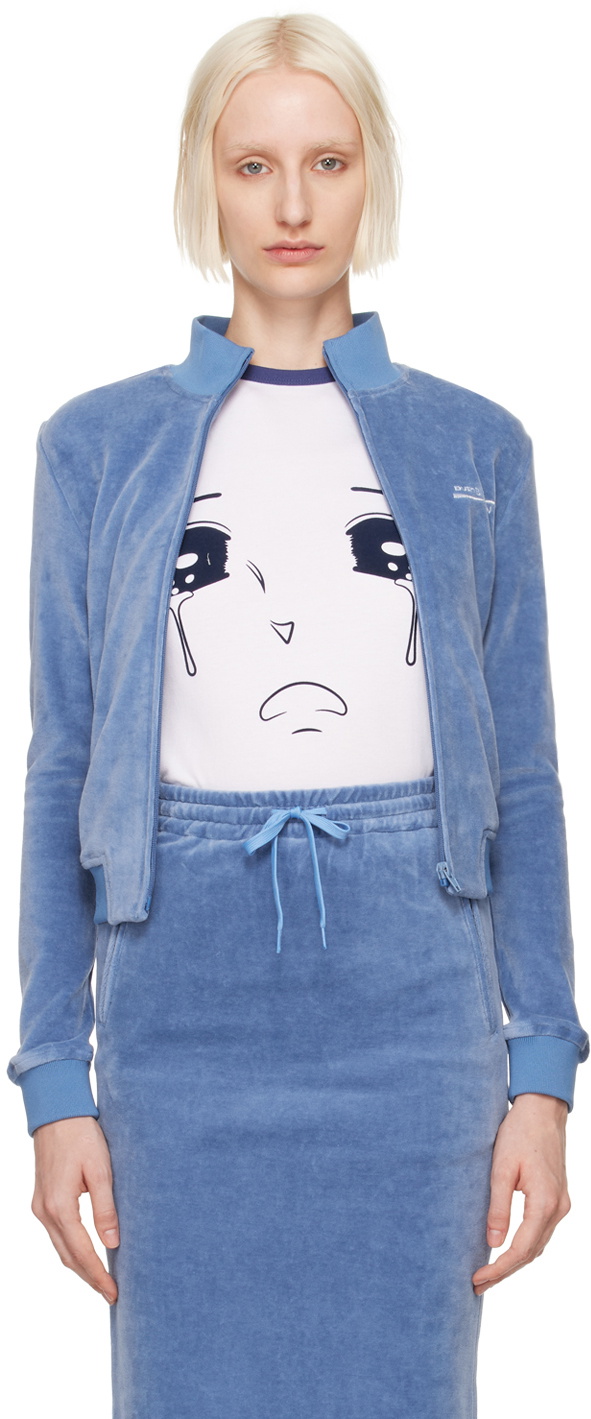 Pushbutton Blue Crop Zip-Up Track Jacket Pushbutton