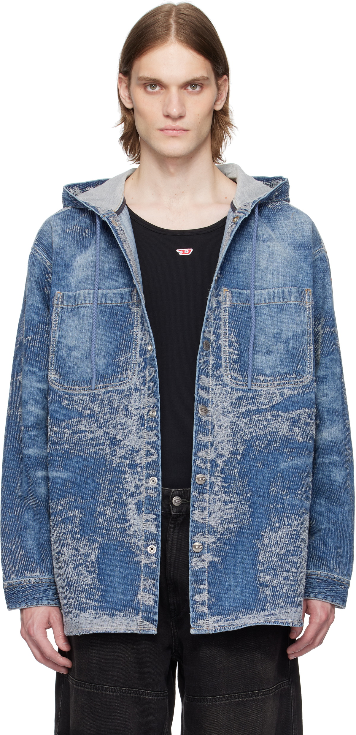 Diesel Blue D-Dewnys-Hood-S Denim Hoodie Diesel