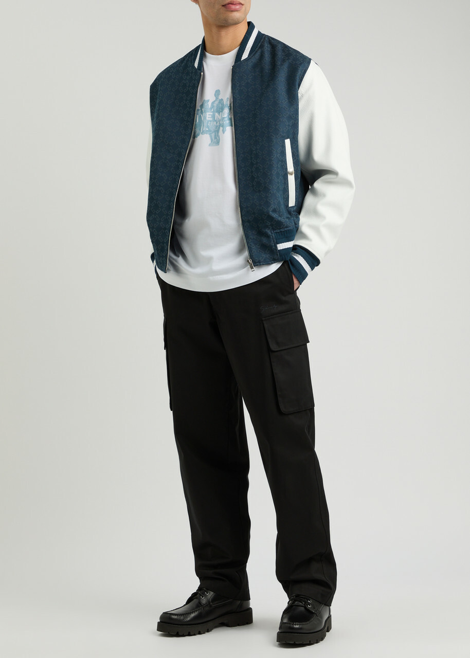 Givenchy Logo-jacquard and Leather Varsity Jacket Navy Givenchy