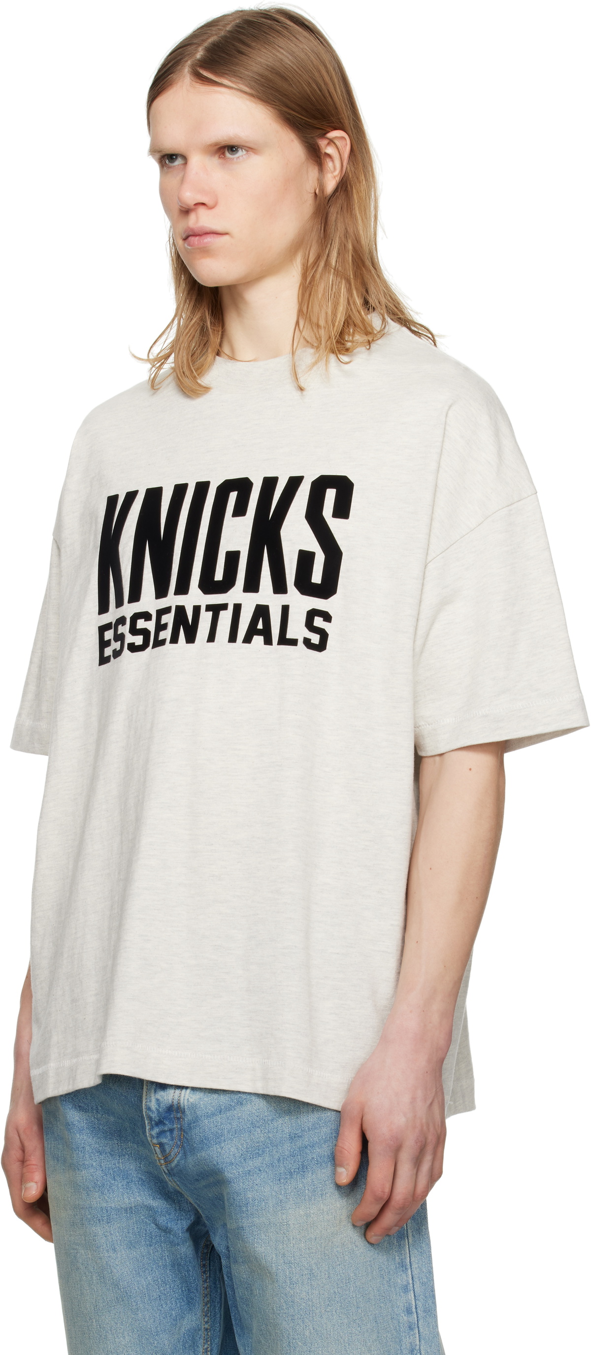 Fear of God ESSENTIALS Gray NBA Knicks Short Sleeve T-shirt Fear Of God ...