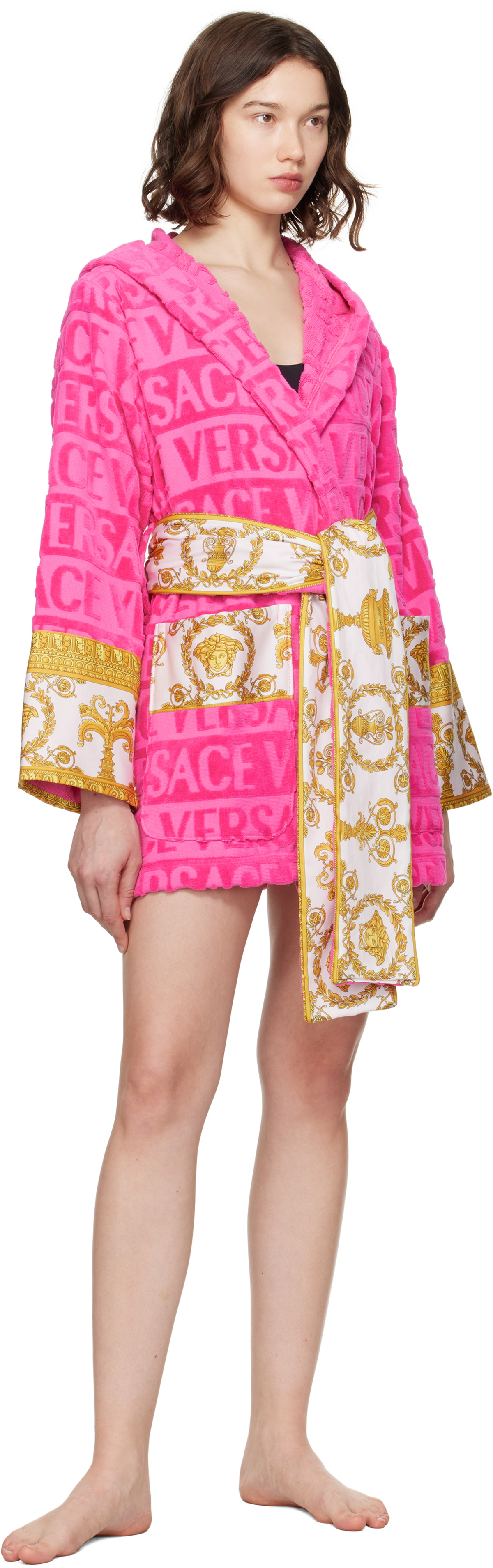 Versace Pink 'I Heart Baroque' Short Bathrobe Versace