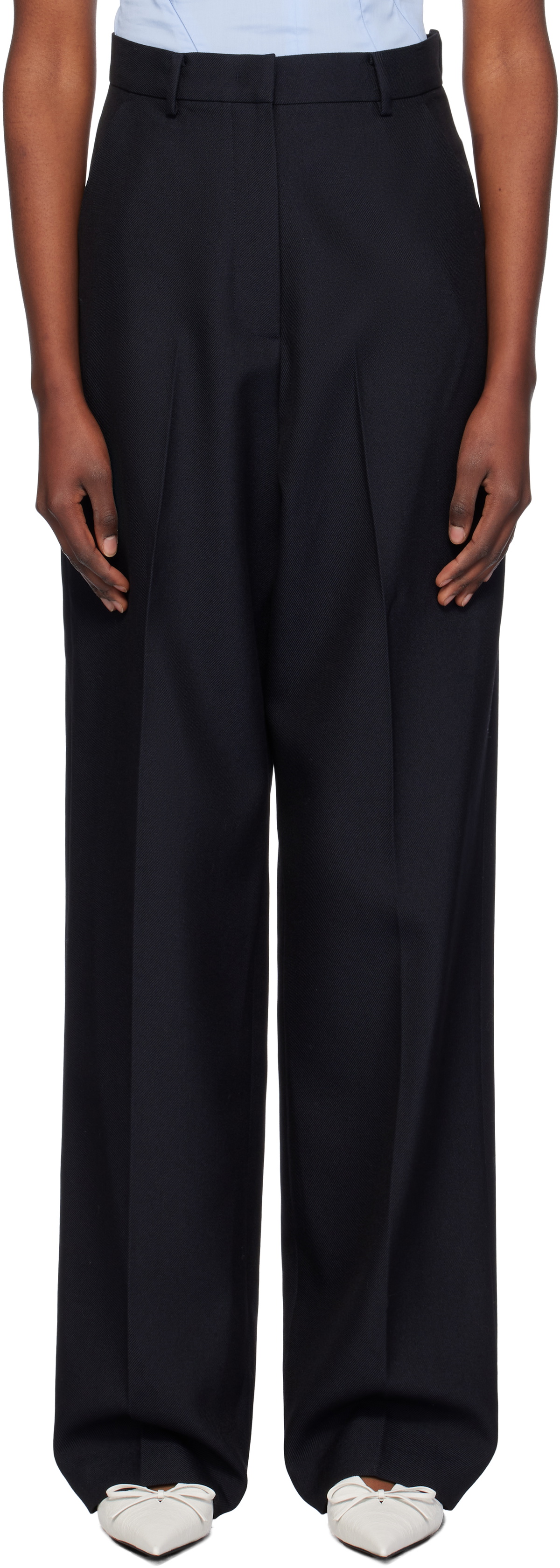 Pushbutton Navy Minimal Wide Trousers Pushbutton