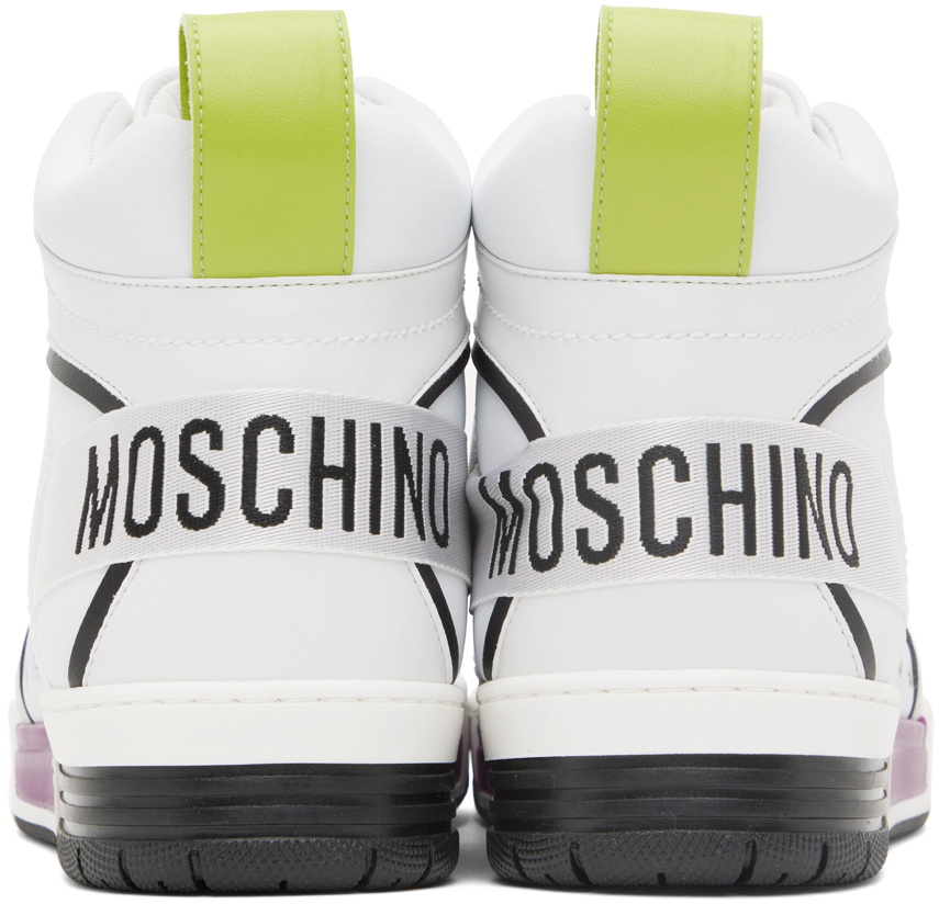 Moschino White Streetball High-Top Sneakers Moschino