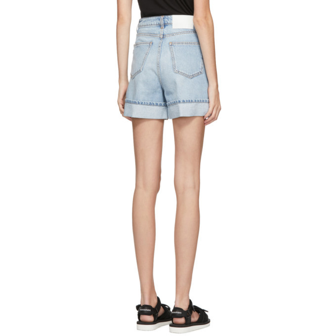 MSGM Blue Denim Rolled Cuffs Shorts MSGM