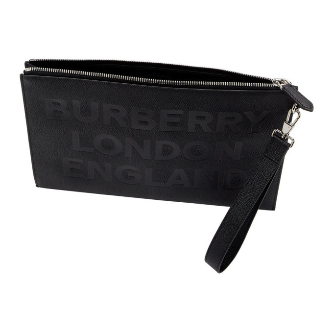 Burberry Black Embossed Edin Pouch Burberry