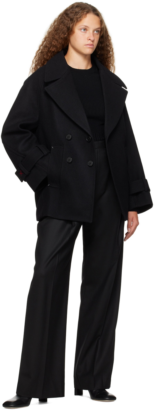 Victoria Beckham Black Oversized Peacoat Victoria Beckham