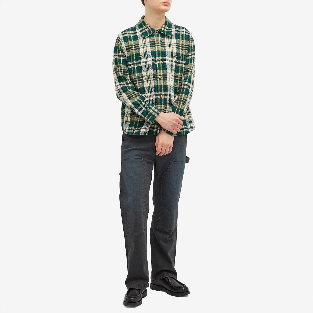 Corridor Men's Waffle Madras Shirt in Green Corridor