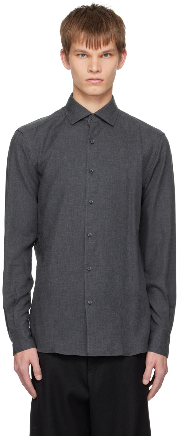 ZEGNA Gray Button Up Shirt Zegna
