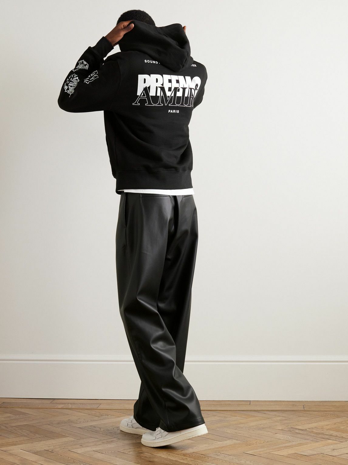 AMIRI - Logo-Print Cotton-Jersey Hoodie - Black Amiri