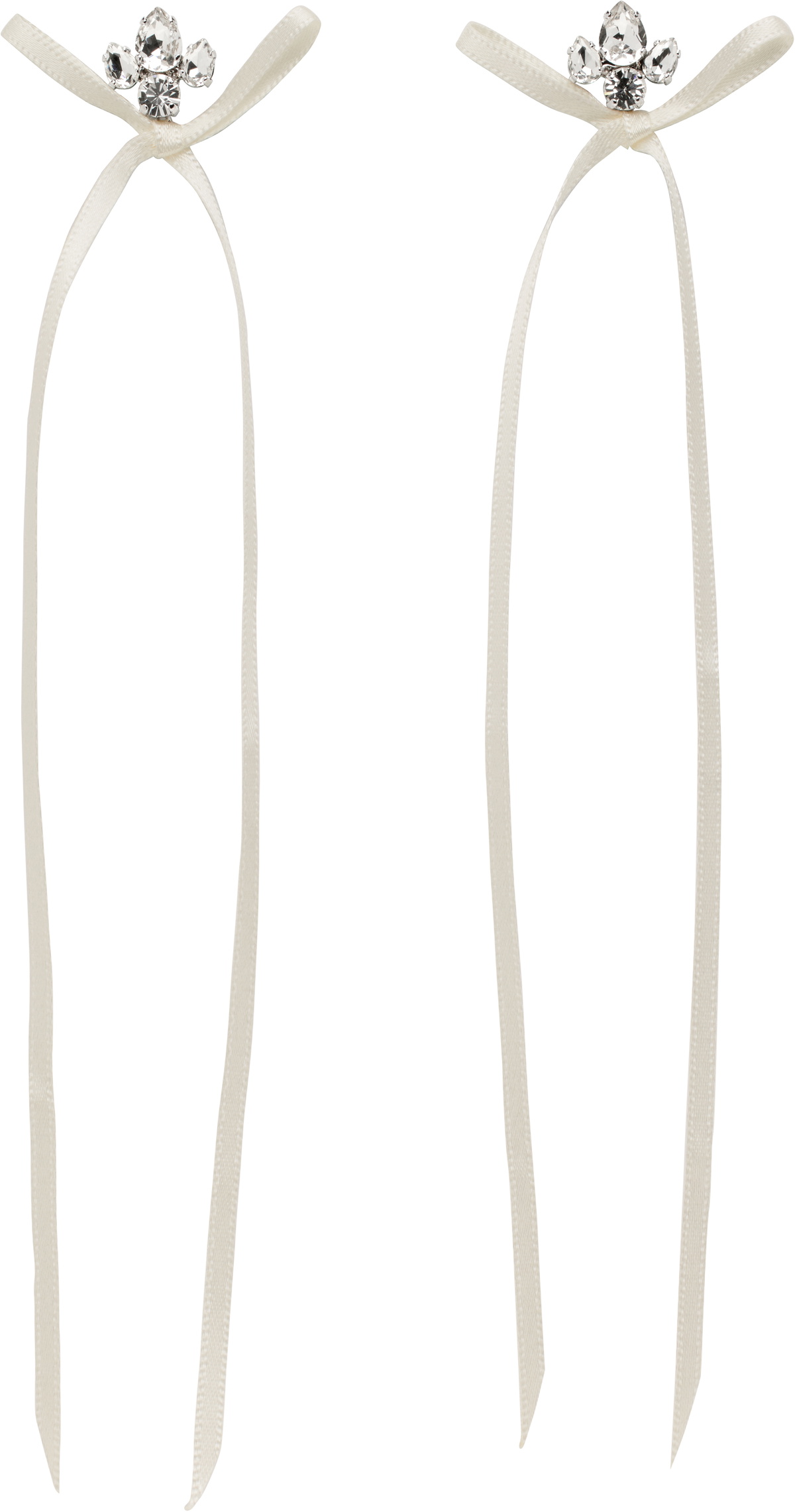 Simone Rocha Silver & White Victorian Bow Ribbon Stud Earrings Simone Rocha