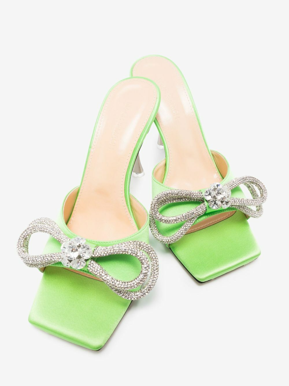 MACH & MACH - Bow Detail Satin Heel Mules MACH & MACH