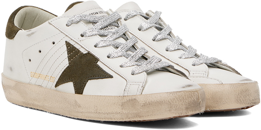 Golden Goose SSENSE Exclusive White & Green Super-Star Sneakers Golden ...