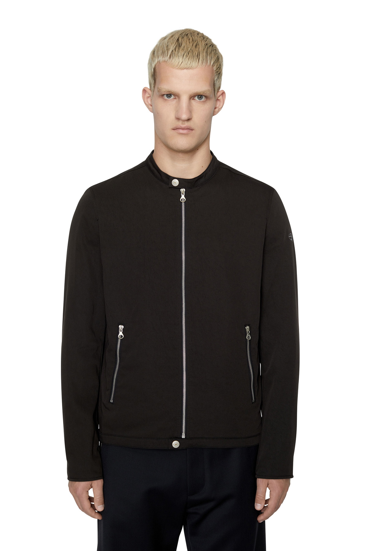 Diesel Biker jacket in cotton-touch nylon - Jackets Mens in Black Diesel