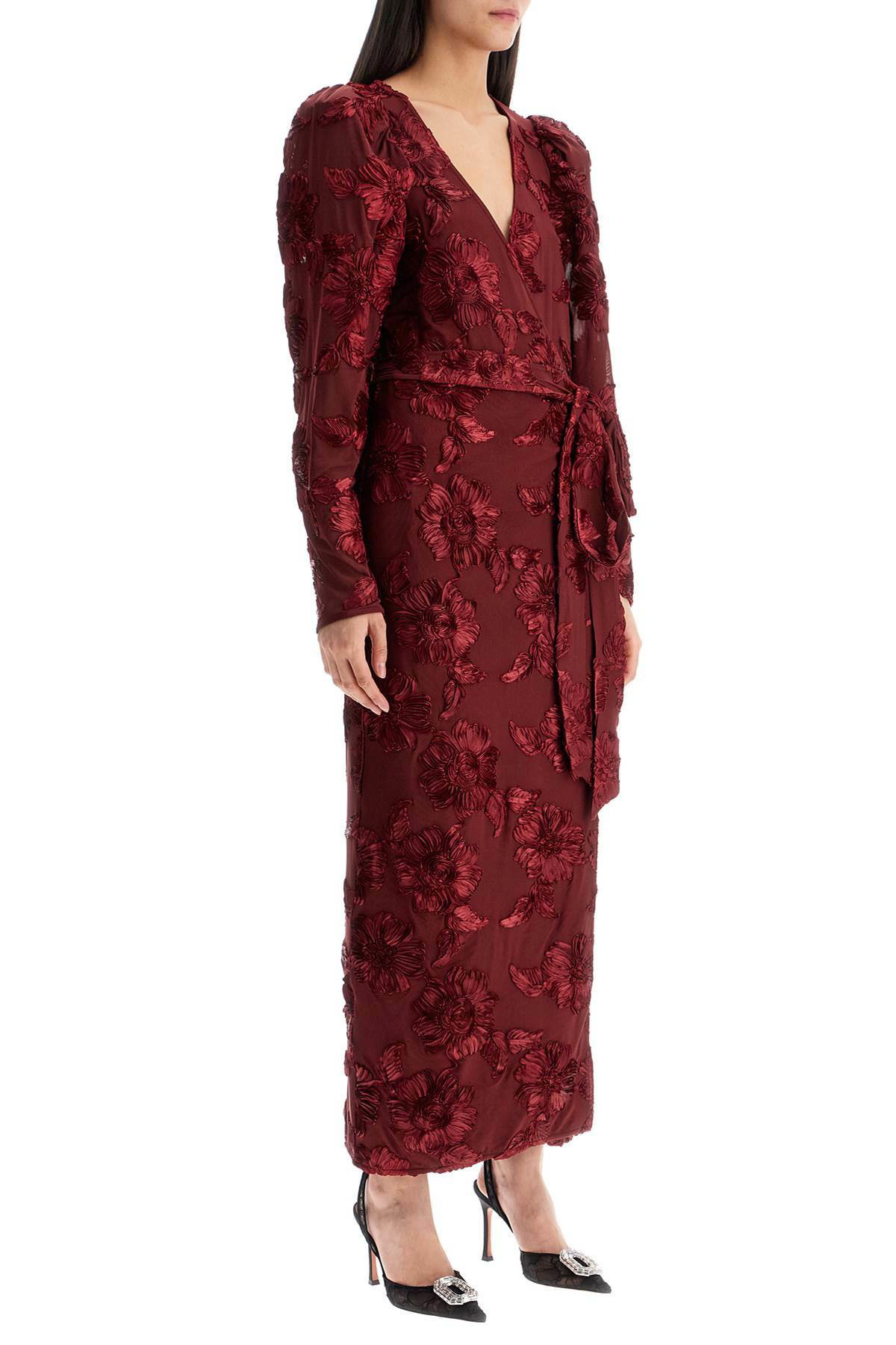 ROTATE 'mesh dress with embroidered flower details' Red ROTATE Birger ...