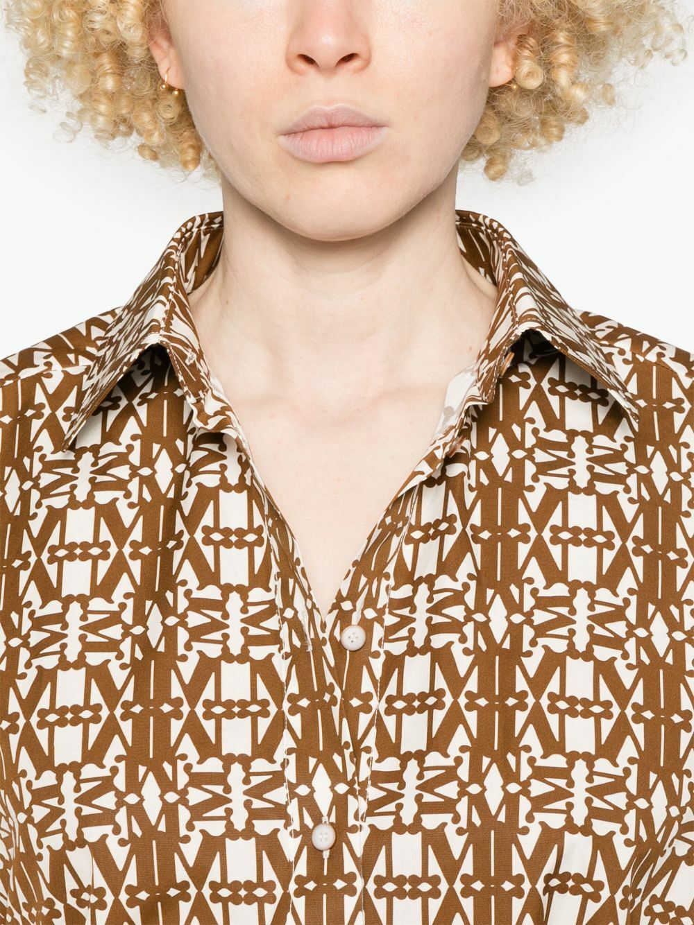 Max Mara Brown Monogram-Print Shirt Max Mara