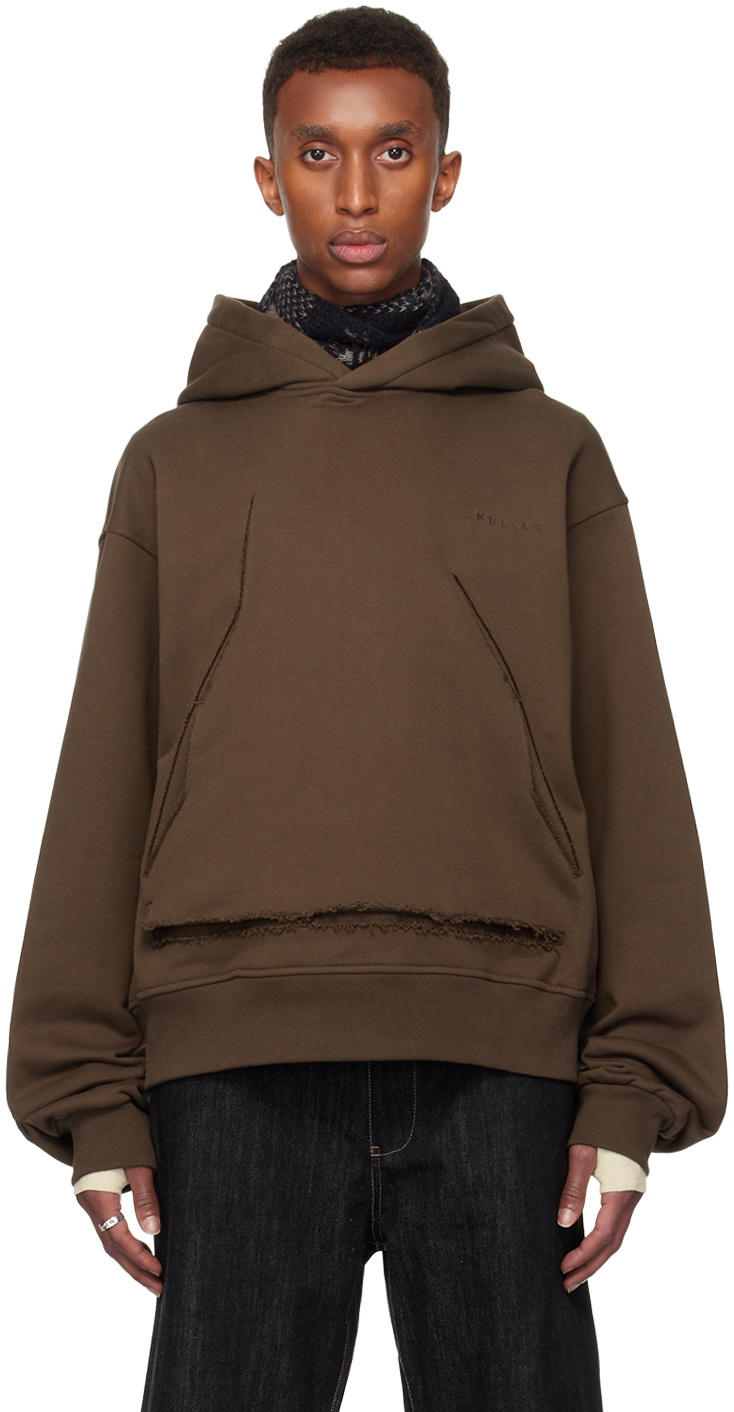 NULLUS Brown Slit Cut Hoodie NULLUS