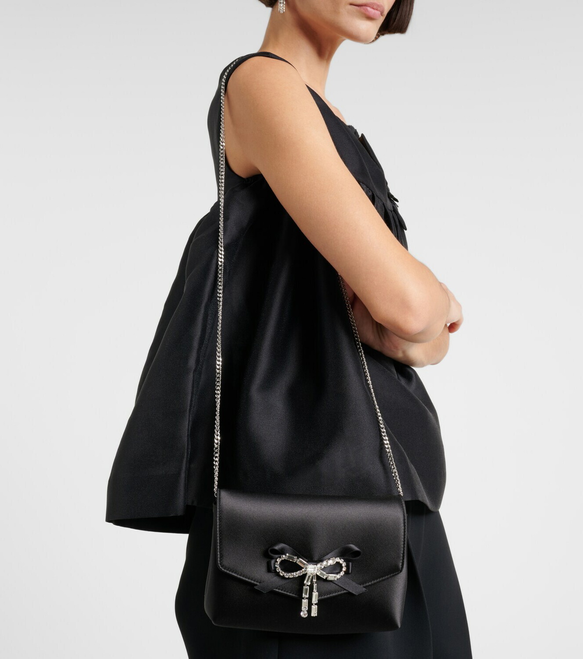 Jimmy Choo Soft Bow Mini embellished satin clutch Jimmy Choo