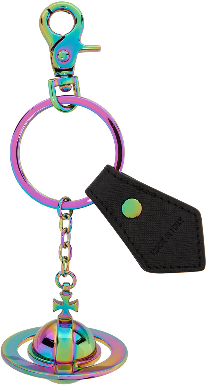 Vivienne Westwood Black & Silver Iridescent 3D Orb Keychain Vivienne ...