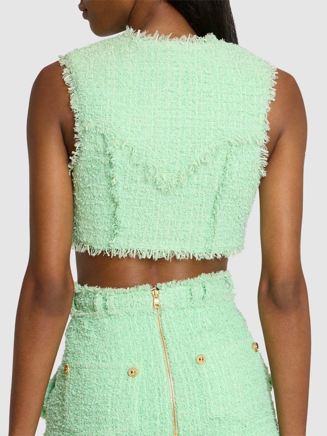 BALMAIN - Cropped Tweed Vest Balmain