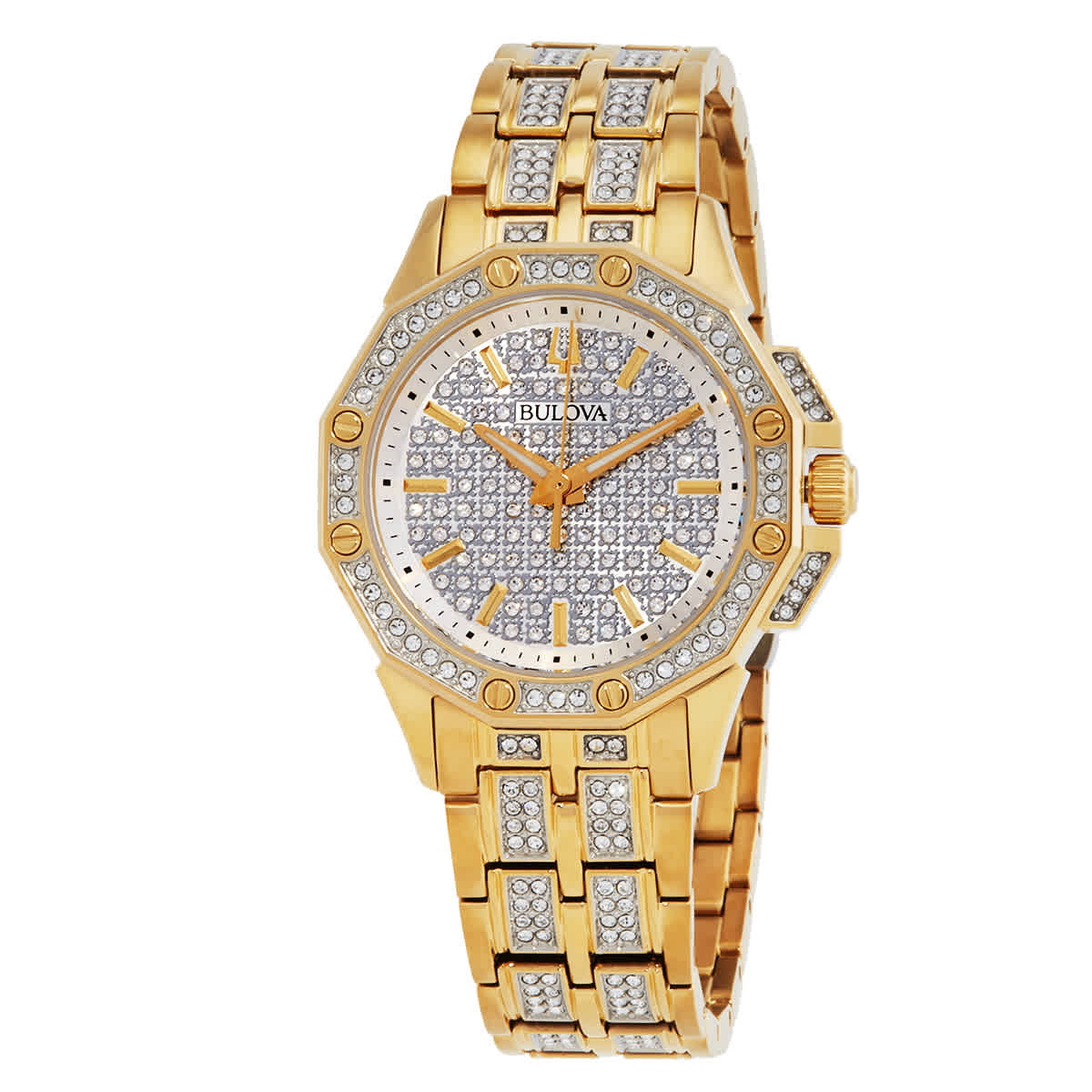 Bulova Octava Quartz Crystal Silver Dial Ladies Watch 98L302 Bulova