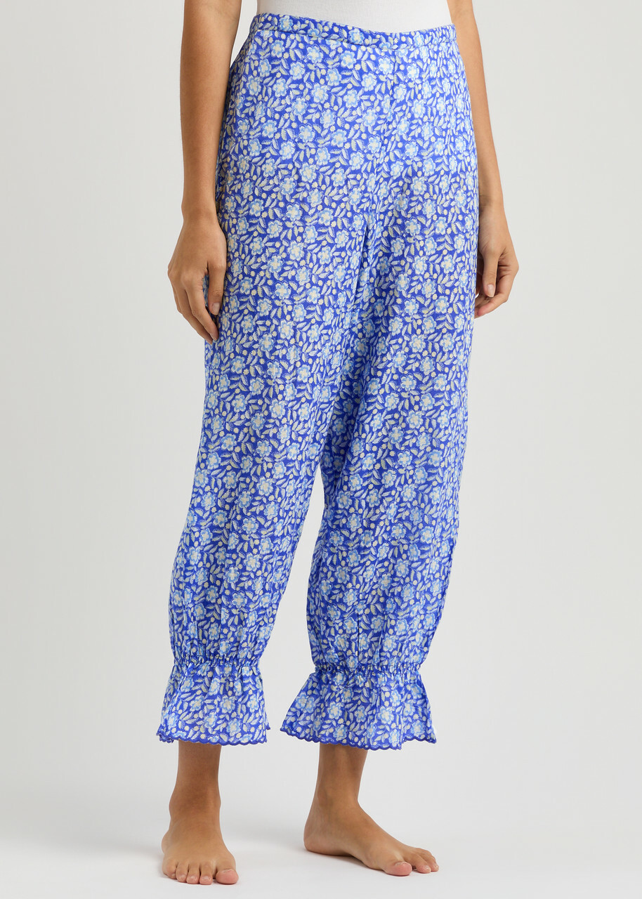 Rixo Bobbie Floral-print Cotton Pyjama set Blue Rixo