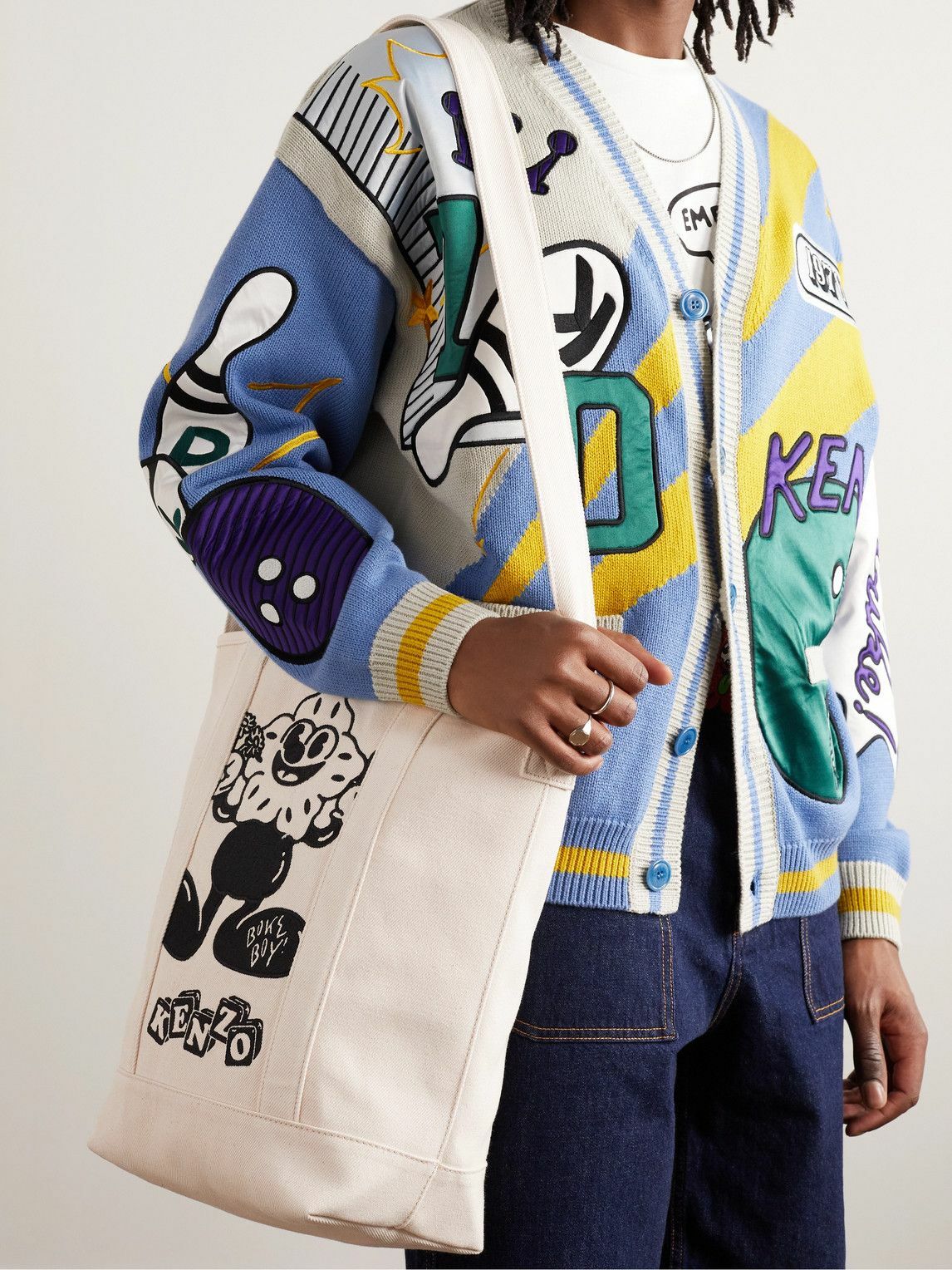 KENZO - Boke Boy Logo-Embroidered Cotton-Twill Tote Bag Kenzo