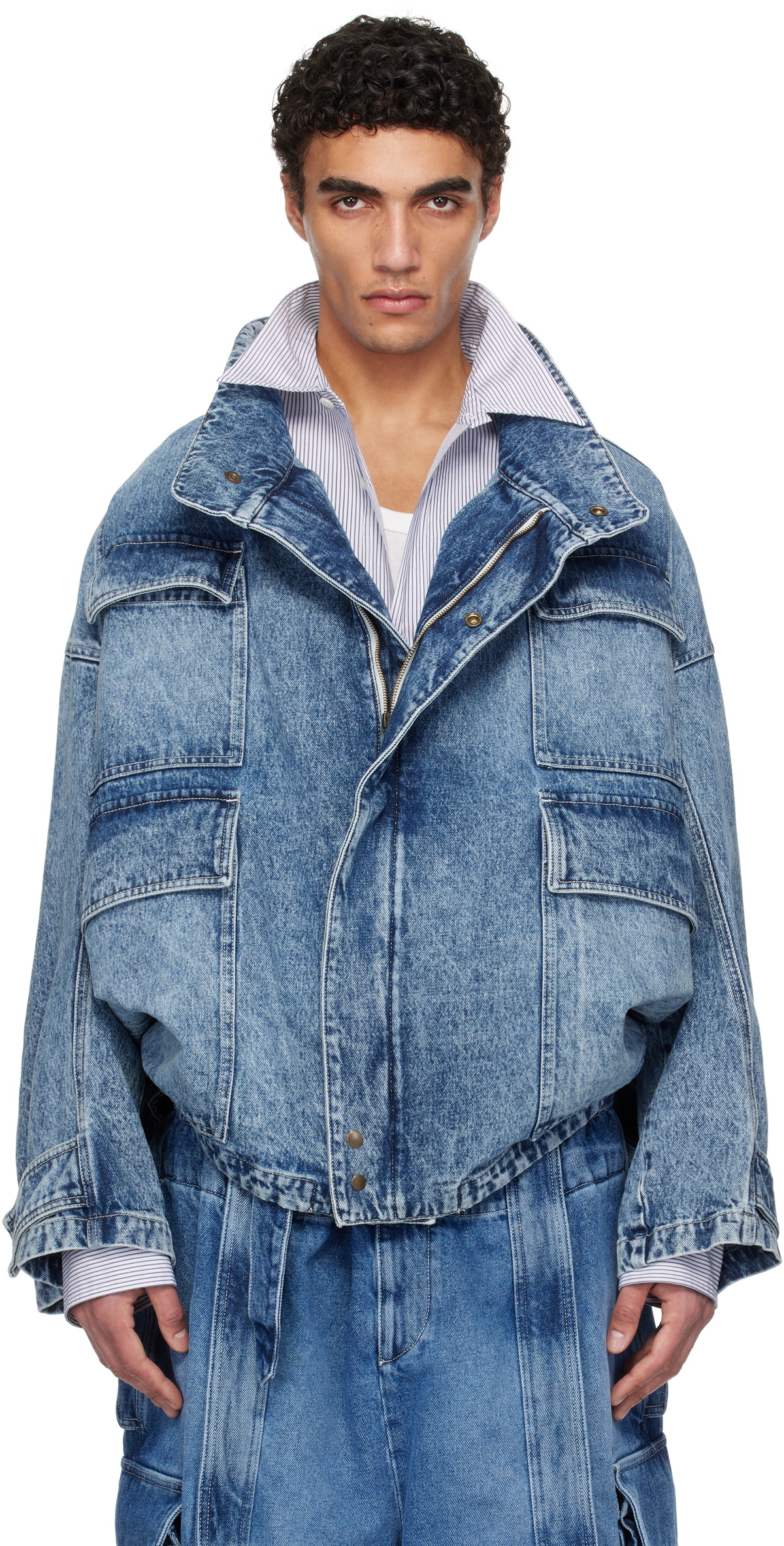 Hed Mayner Blue Flap Pocket Denim Jacket Hed Mayner