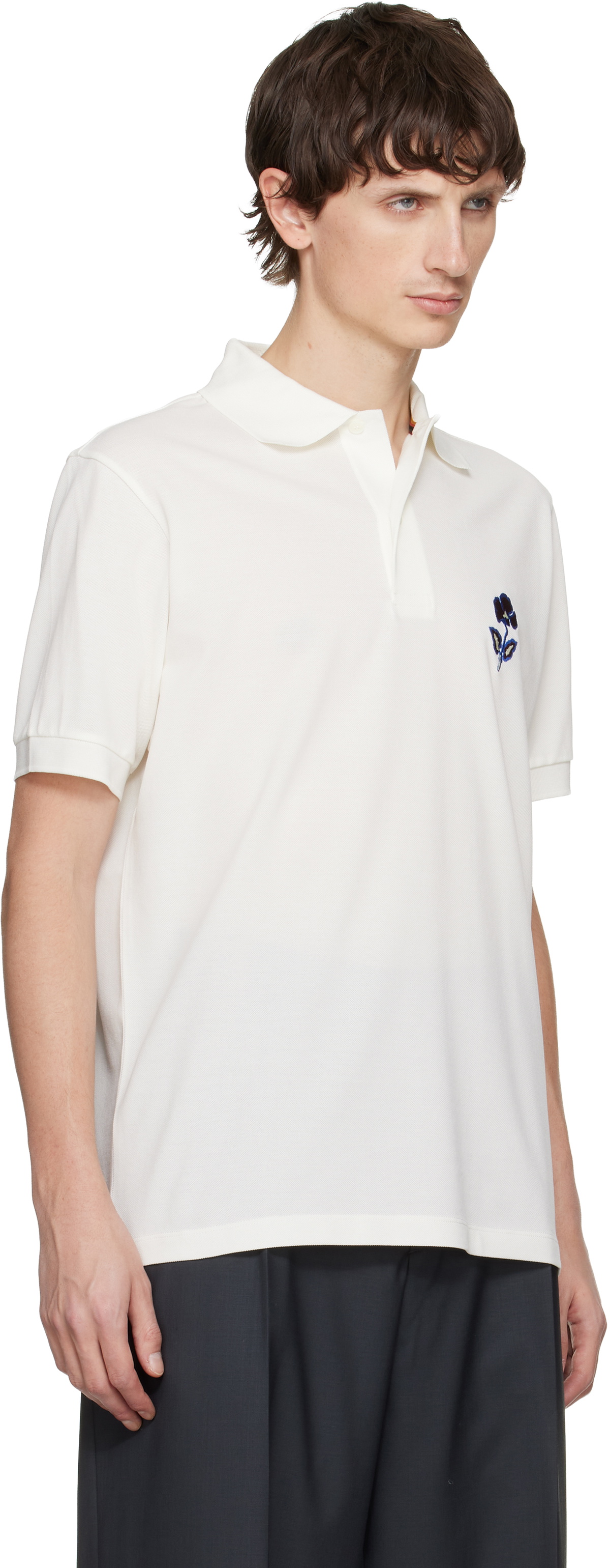 Paul Smith White Floral Embroidered Polo Paul Smith