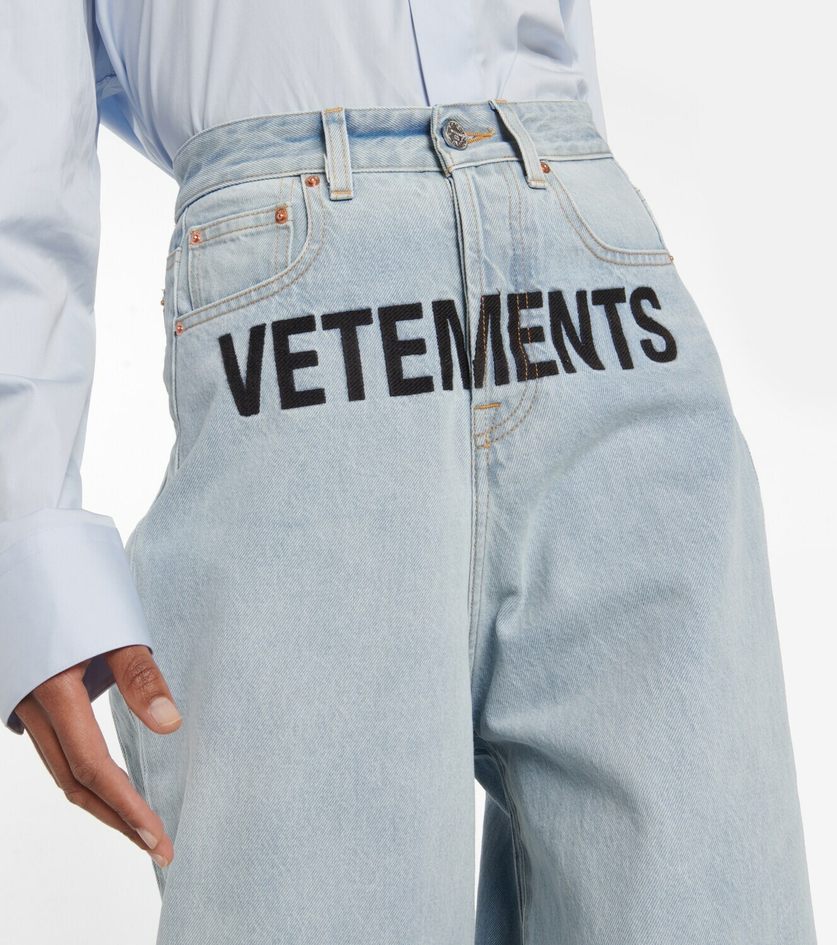 Vetements - Embroidered high-rise wide-leg jeans Vetements