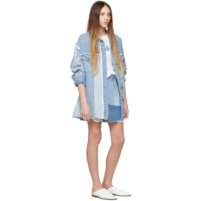 SJYP Blue Denim Two-Tone Miniskirt SJYP