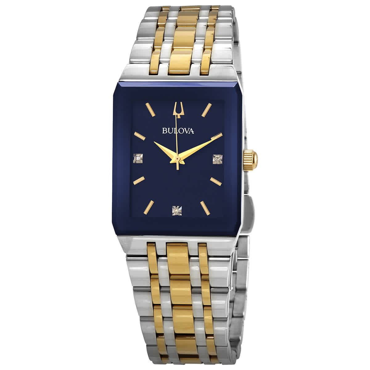 Bulova Quadra Quartz Diamond Blue Dial Mens Watch 98D154 Bulova