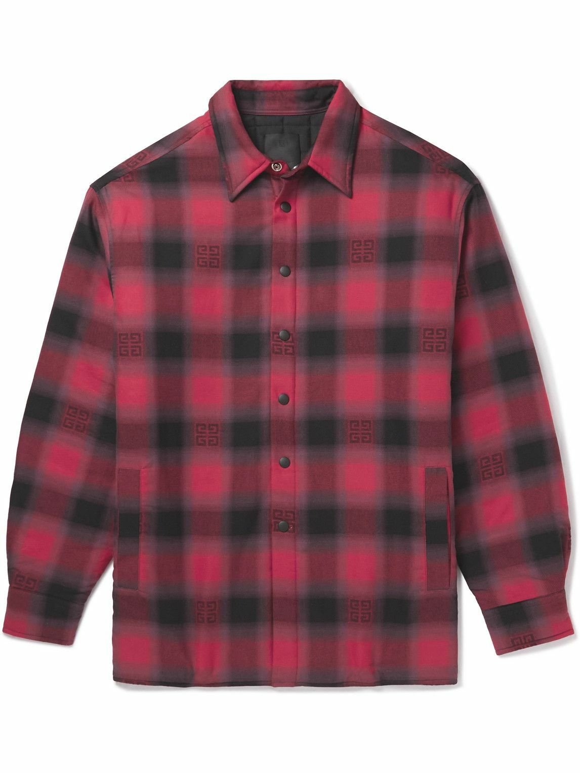 Givenchy - Logo-Print Quilted Checked Wool-Flannel Overshirt - Red Givenchy